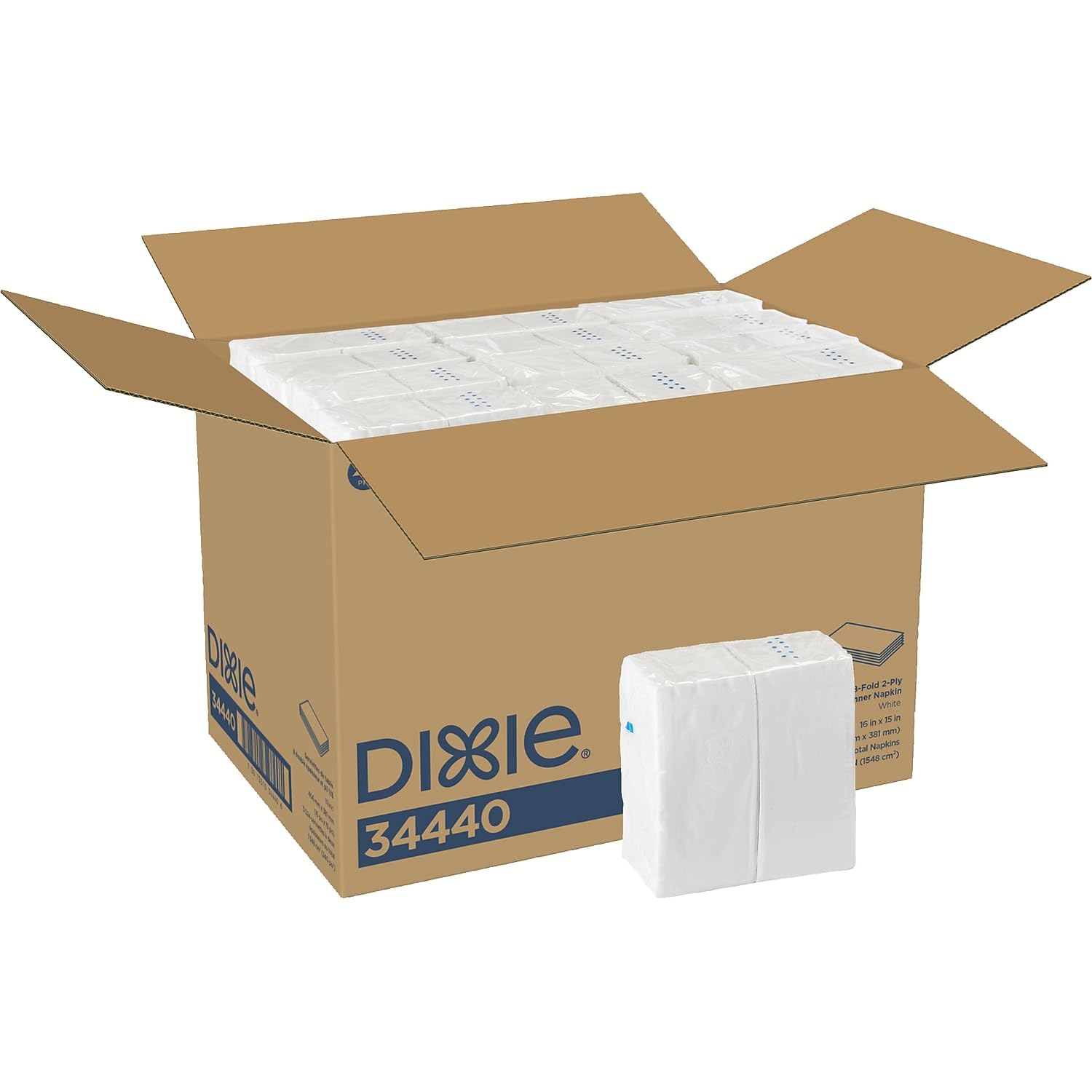 Dixie Dinner Napkin, 2-ply, White, 3024 Napkins/Pack (34440CT)