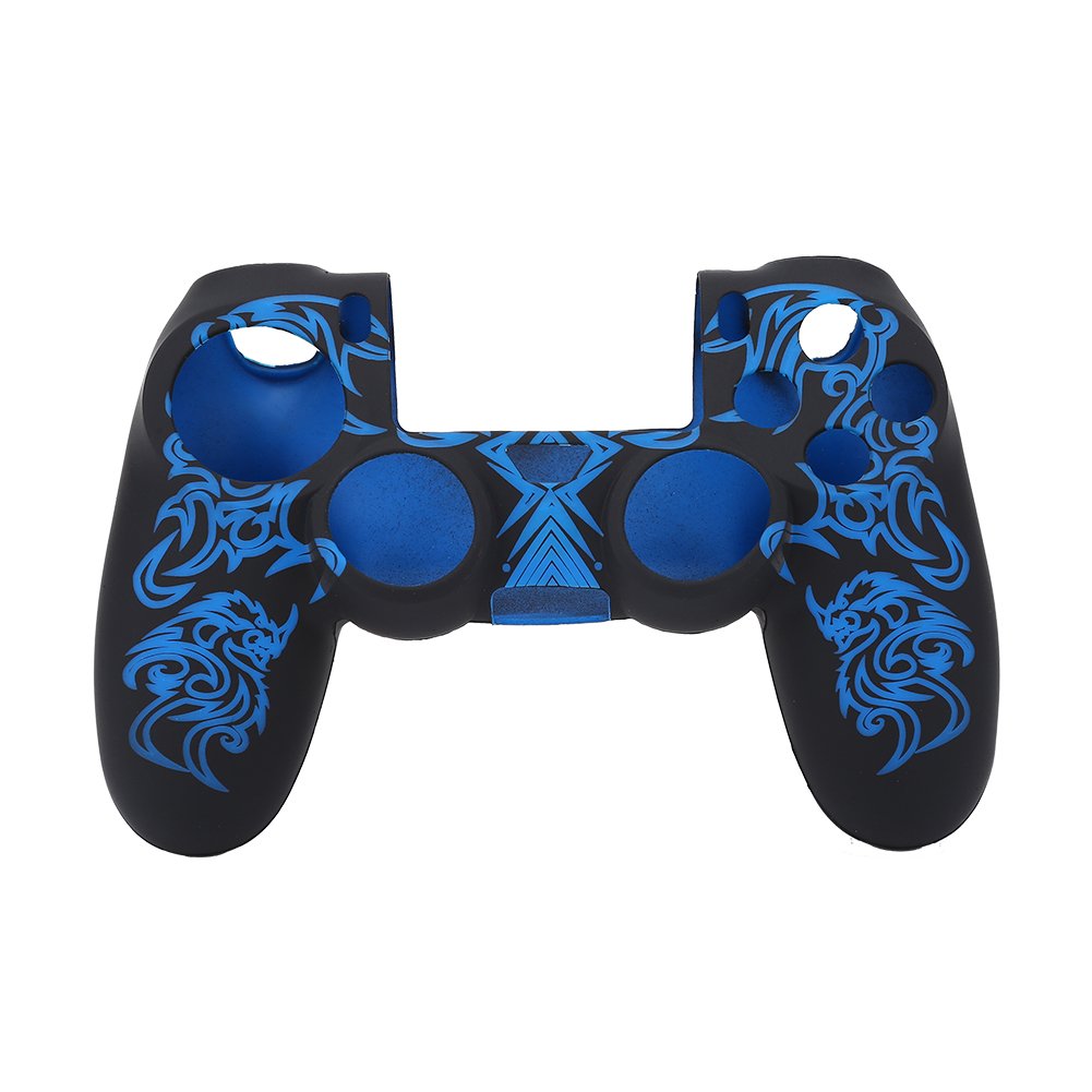 DJDK Case for ps4 Controller,Soft Silicone Case Skin Grip Shell Cover for Playstation 4 PS4 Controller(Black&Blue)