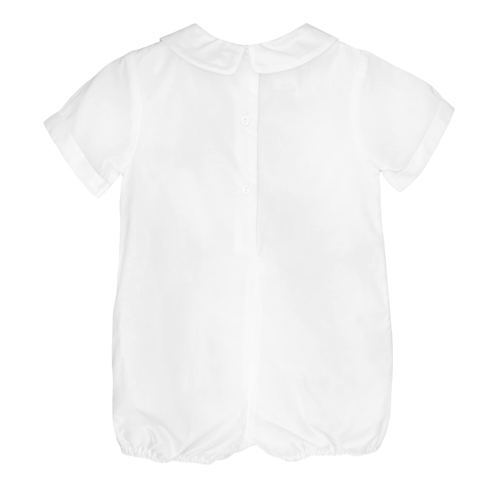 Petit Ami Baby Boys’ Shortall with Pintucks and Side Tabs, 24 Months, White