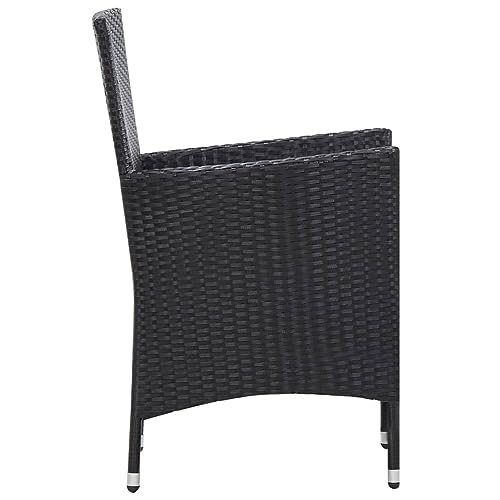 Camerina 9 Piece Patio Dining Set Outdoor Dining Table Set Patio Table and Chairs Set Outdoor Patio Dining Set Poly Rattan Black 45976