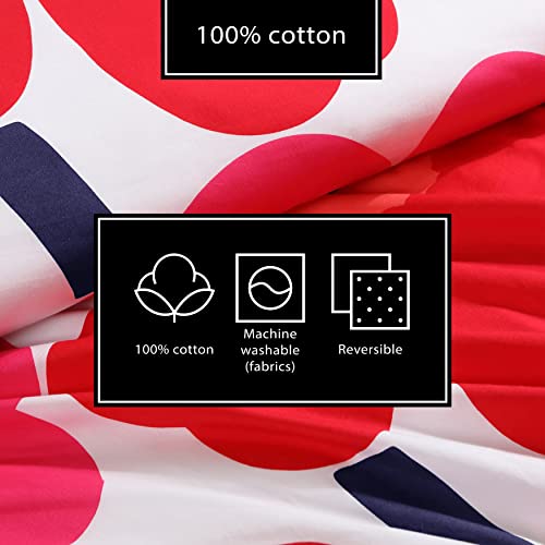 Marimekko - Queen Comforter Set, Cotton Bedding with Matching Shams, Lightweight Home Decor for All Seasons (Unikko Red, Queen)