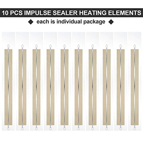 Honoson 10 Pieces Impulse Sealer Spare Repair Parts Kit Heating Element Service Heat Seal Strips Replacement Elements Compatible with F-400, FS-400, PFS-400