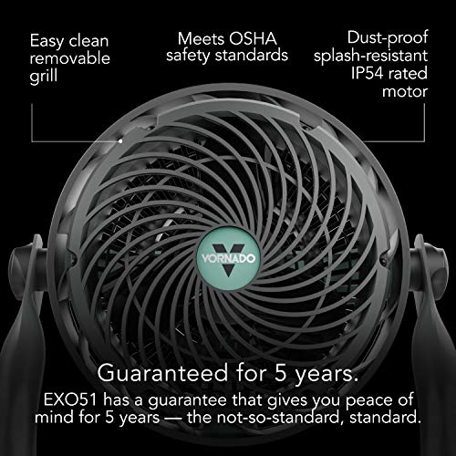 Vornado EXO51 Heavy Duty Air Circulator Shop Fan with IP54 Rated Dustproof and Water-Resistant Motor, Green, CR1-0389-17