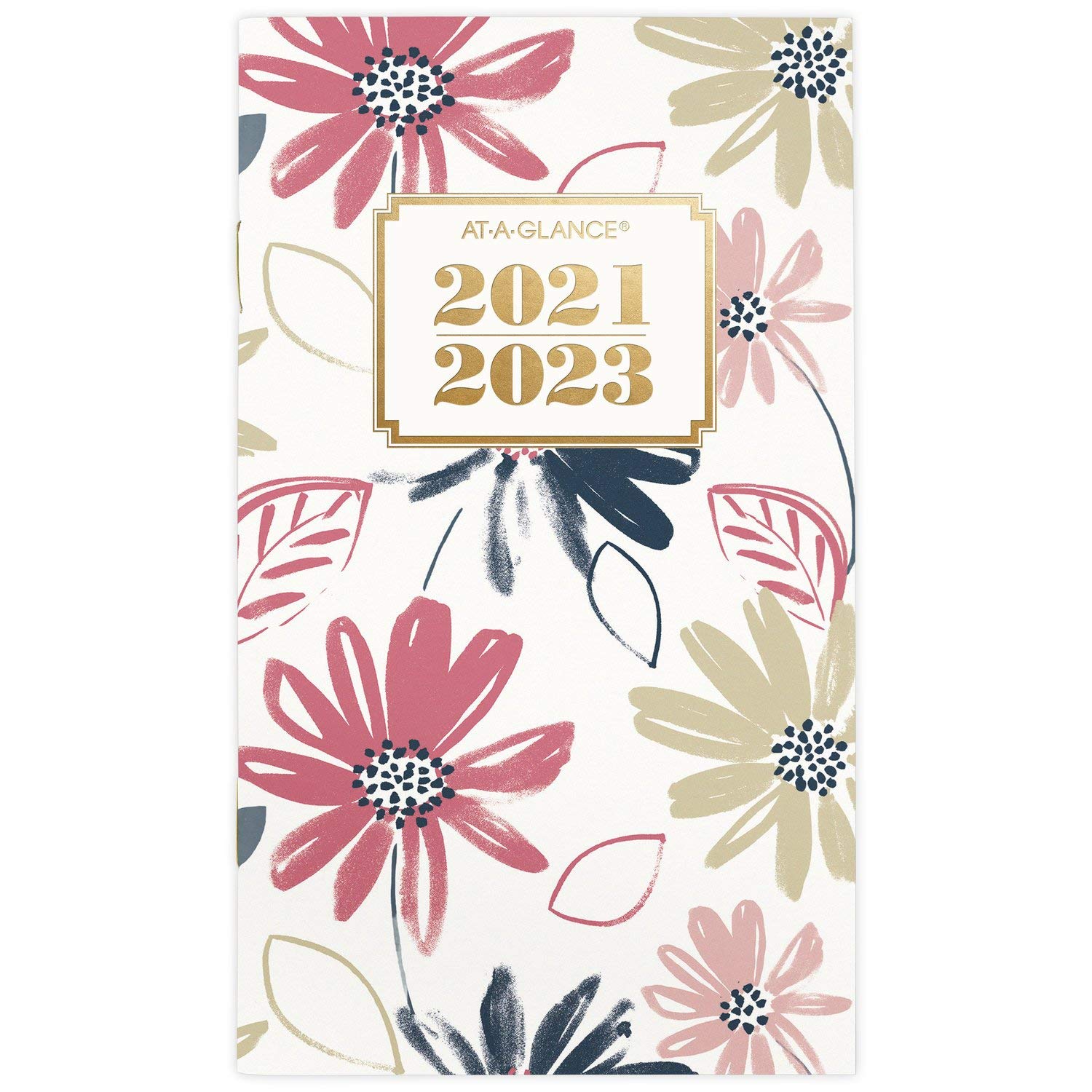 Academic Planner 2021-2023, AT-A-GLANCE Two Year Monthly Planner, 3-1/2" x 6", Pocket Size, for School, Teacher, Student, Badge Floral (1535F-021A)