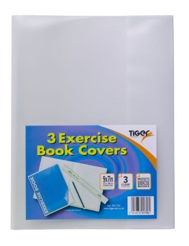 9" x 7" Clear Strong Plastic Protective Exercise Book Covers Slip On Jackets x 3
