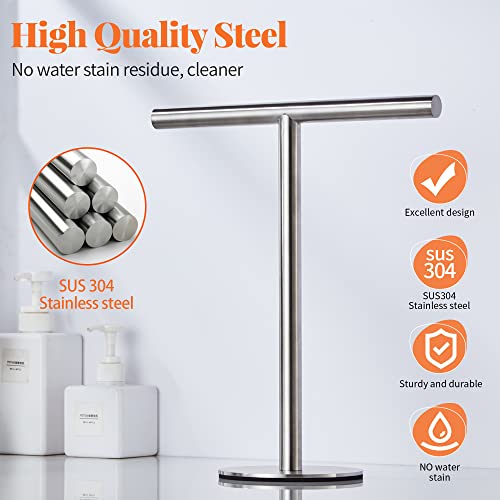 Bathroom Hand Towel Holder Stand,T-Shape Hand Towel Holder Stand SUS304 Stainless Steel for Bathroom,Kitchen or Vanity Countertop(2Pack)