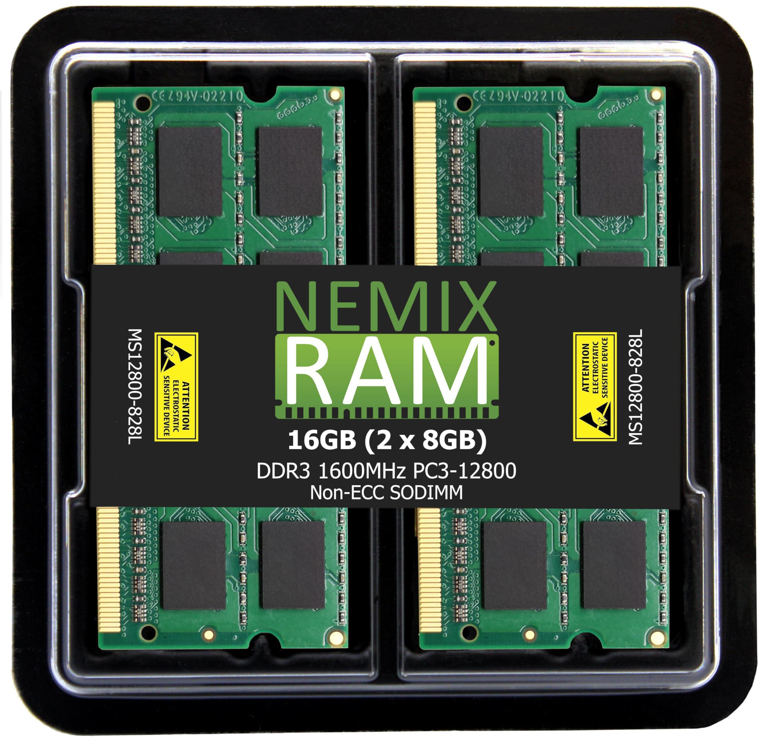 NEMIX RAM 16GB (2X8GB) DDR3 1600MHZ PC3-12800 2Rx8 1.35V 204-PIN Non-ECC SODIMM Laptop PC PC Unbuffered Memory KIT