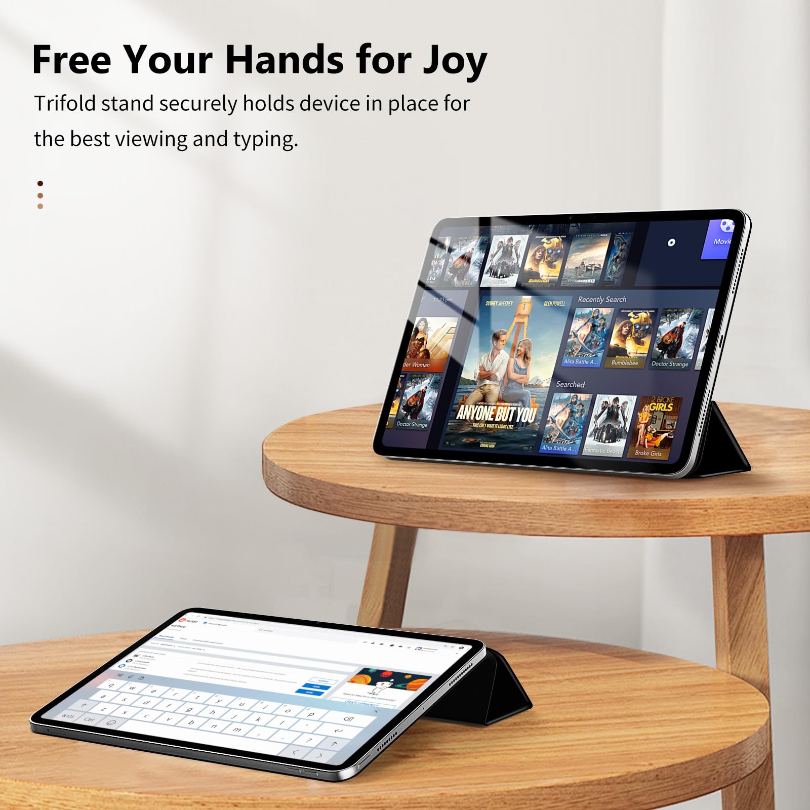 TiMOVO Case for iPad Air 11 Inch M2 Case 2024, iPad Air 6th/5th/4th Generation Case (2024/2022/2020), Strong Magnetic Trifold Stand Cover, Support Apple Pencil Pro/2nd/USB-C - Black