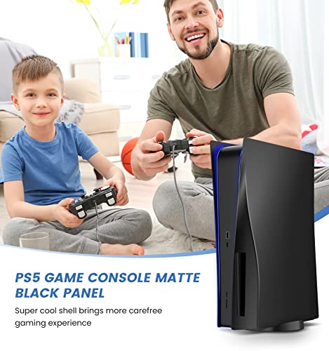 Black PS5 Faceplate Case Cover Customized PS5 Plate for Disc Playstation 5 Console Hard Shell Skin Replacement Cover Plates Matt Black Side Plate for Playstation 5