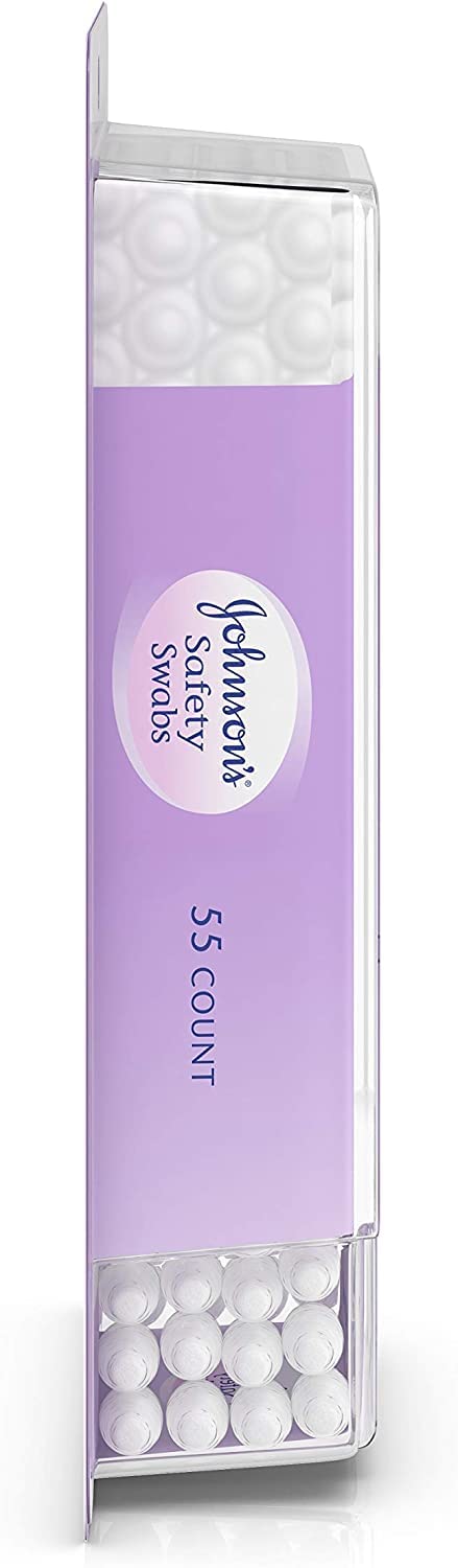 Johnson's 008256OurBundle Non-Chlorine Bleached Safety Ear Swabs for Babies and Children, 55 ct ( Pack of 2)