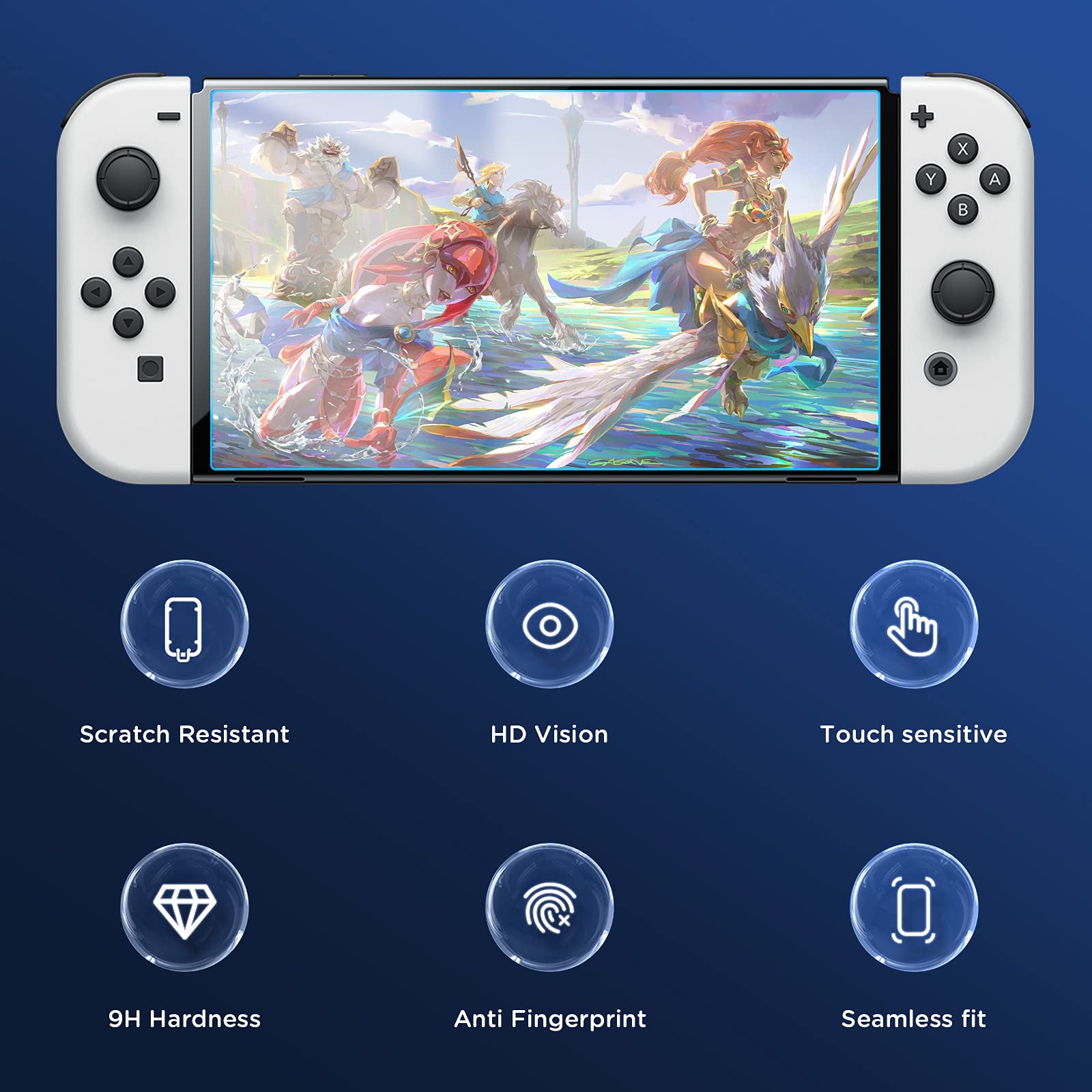 DLseego Tempered Glass Screen Protector 2 Pack for Switch OLED Model 2021 New with Transparent HD Clear Screen Protector for Switch OLED 7'' Anti Scratch Bubble Free Design - 2 Pack