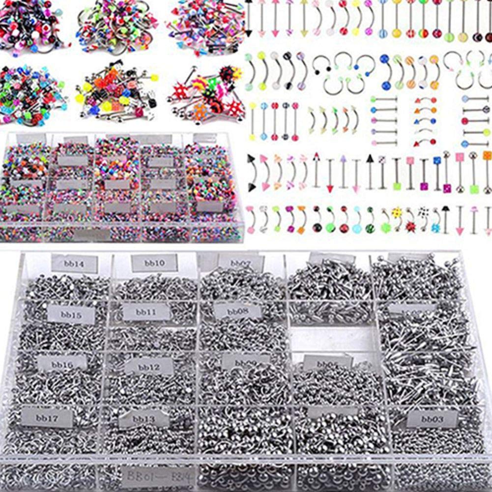 Academyus Fashion Unisex Multicolor Body Piercing Eyebrow Jewelry Belly Tongue Bar Ring - 105pcs Mixed Random Style
