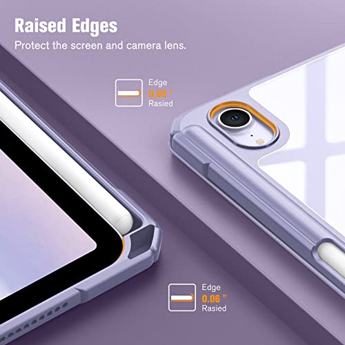 Fintie Hybrid Slim Case for iPad Mini 6 2021 (8.3 Inch) - [Built-in Pencil Holder] Shockproof Cover Clear Transparent Back Shell, Auto Wake/Sleep for iPad Mini 6th Generation, Lilac Purple