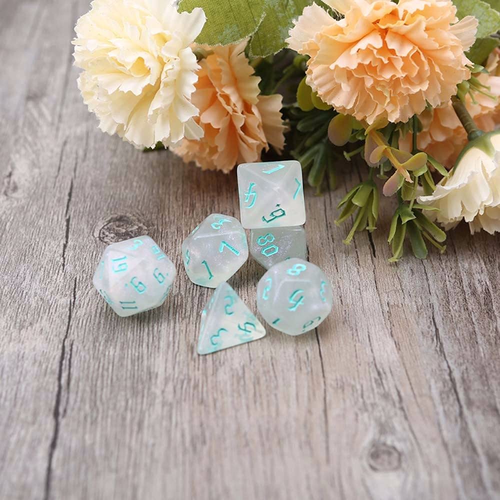 7Pcs Resin Polyhedral Dices for DND RPG MTG Dials Dice, Dice DND Polyhedral Game Dice Set, Dice KTV Toy Gift Game Dice Playing Games(Gold)