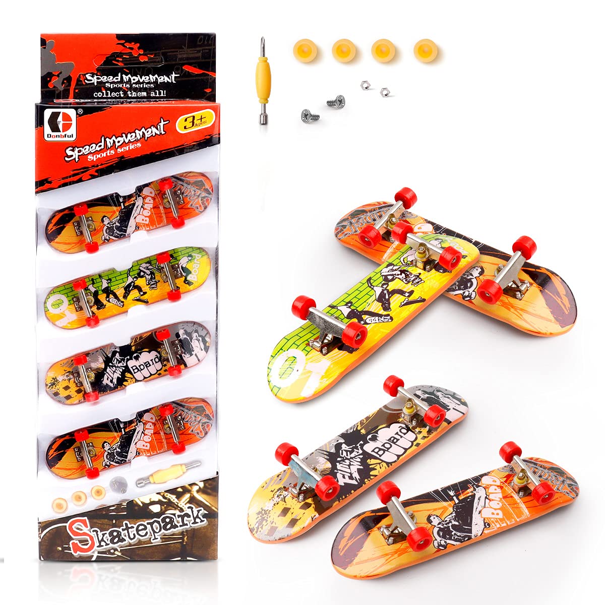CS COSDDI Mini Skateboards for Fingers - Finger Skate Boards Sport Training Props with Ball Bearings - 4pcs Finger Toys Gifts for Kids(Random Color Pattern)