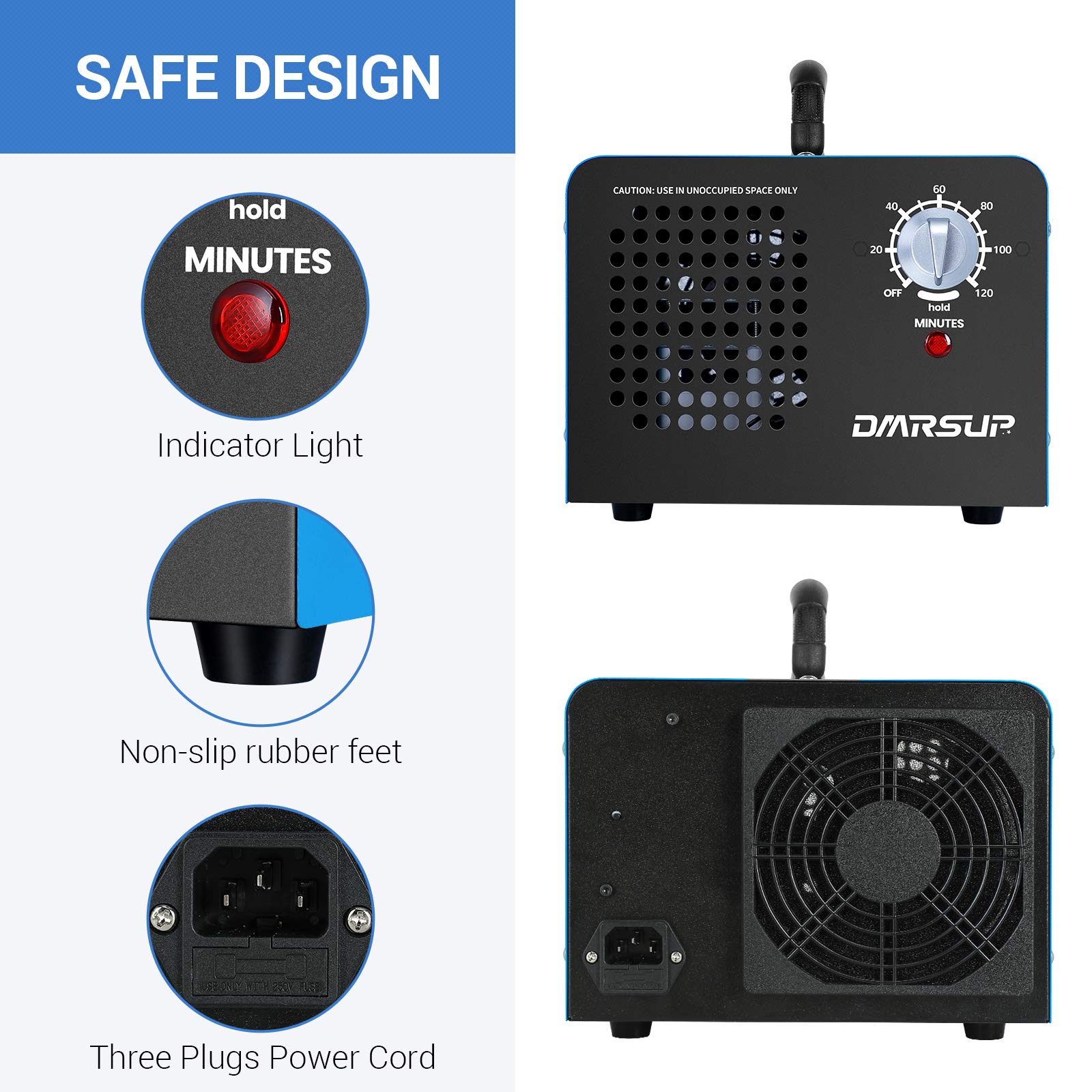 DMRSUP Commercial Ozone Generator 2.0 APP Control 11000 mg/h Air Purifier Ionizer - Ozone Machine for Home, Cars, Smoke, Blue