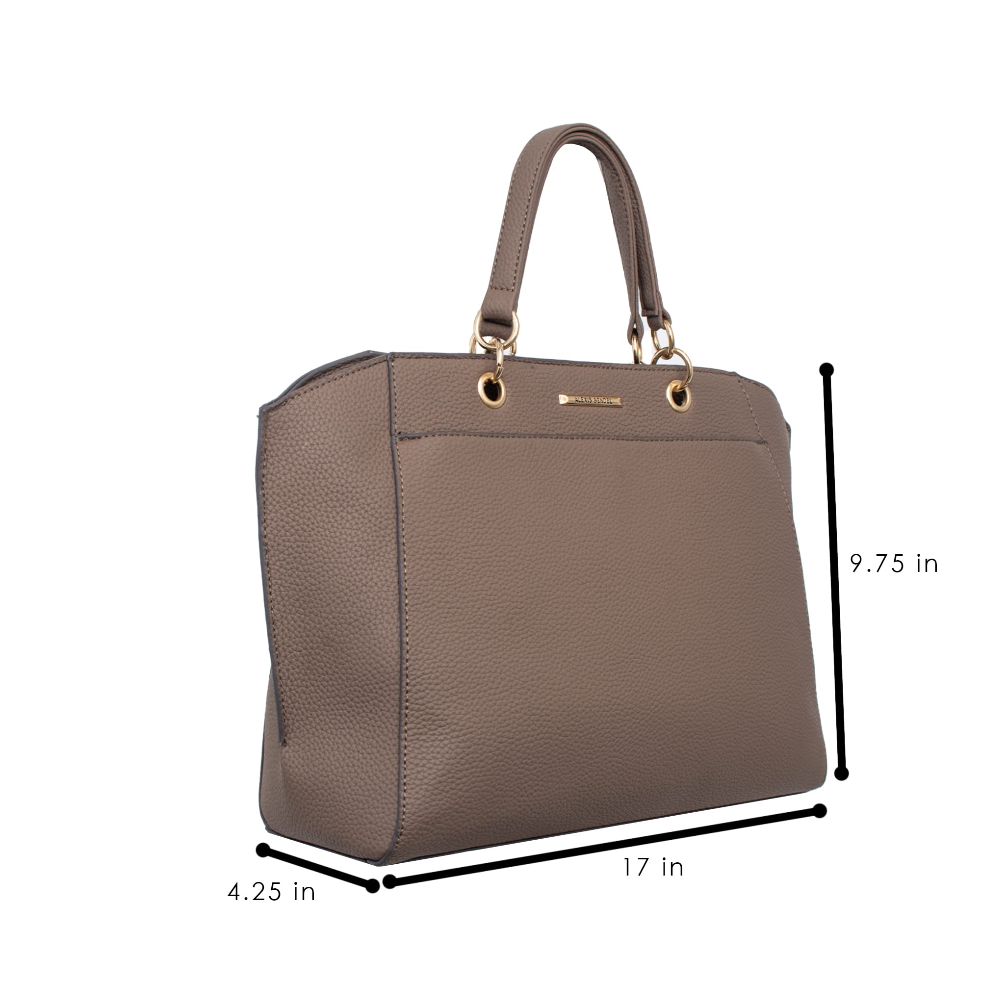 Alexis Bendel Women’s Vegan Leather East/West Wide Satchel Crossbody Handbag With Adjustable & Removable Strap