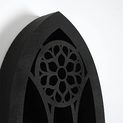 Floating Shelves Wall Mounted Gothic Boho Wall Hanging Decoration Black Creative Fairytale Essential Oil Shelf Old Church Window Crystal Wall Shelf for Living Room Bathroom Home