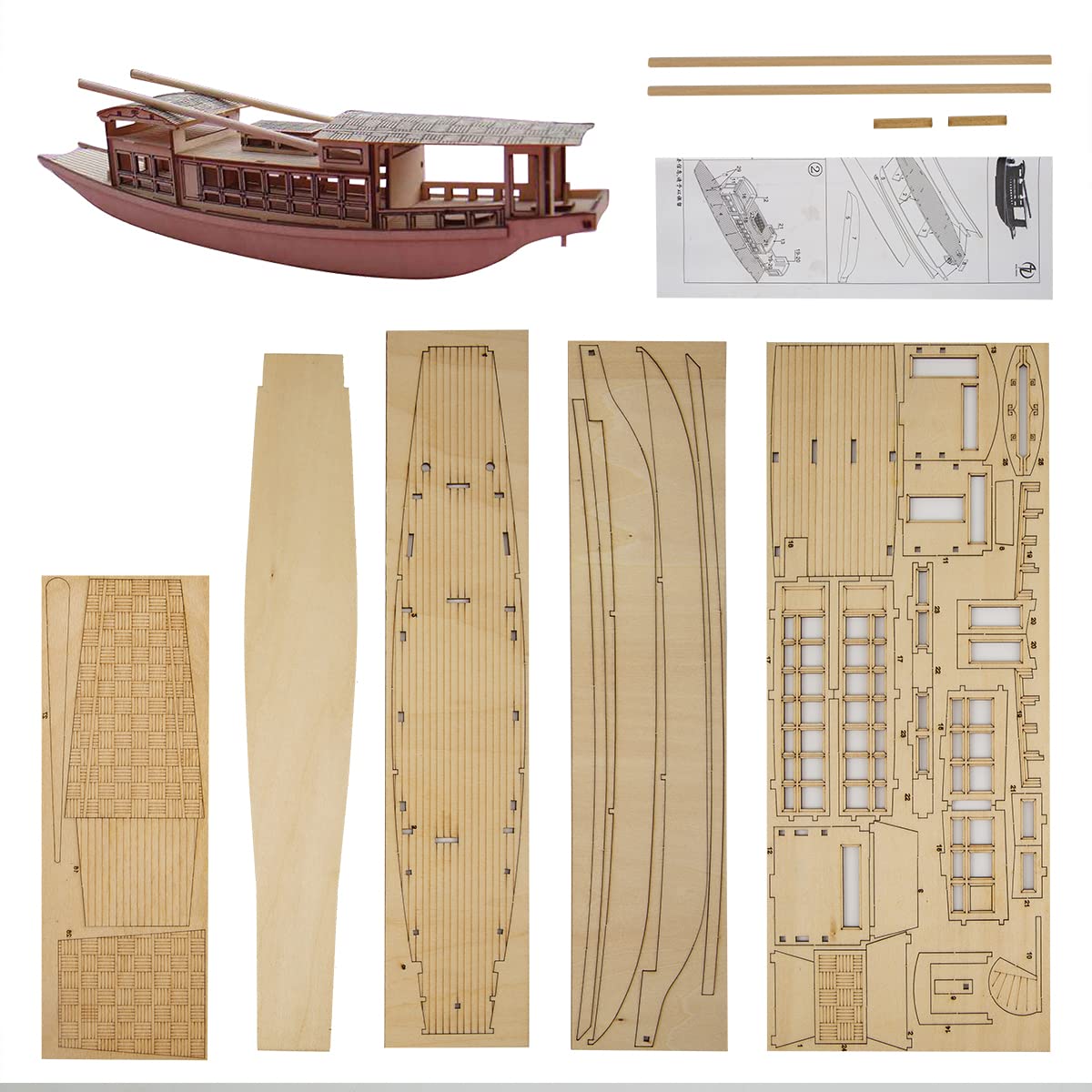 GAWEGM Wooden Ship Model Kits - Chinese RED Boat Precise