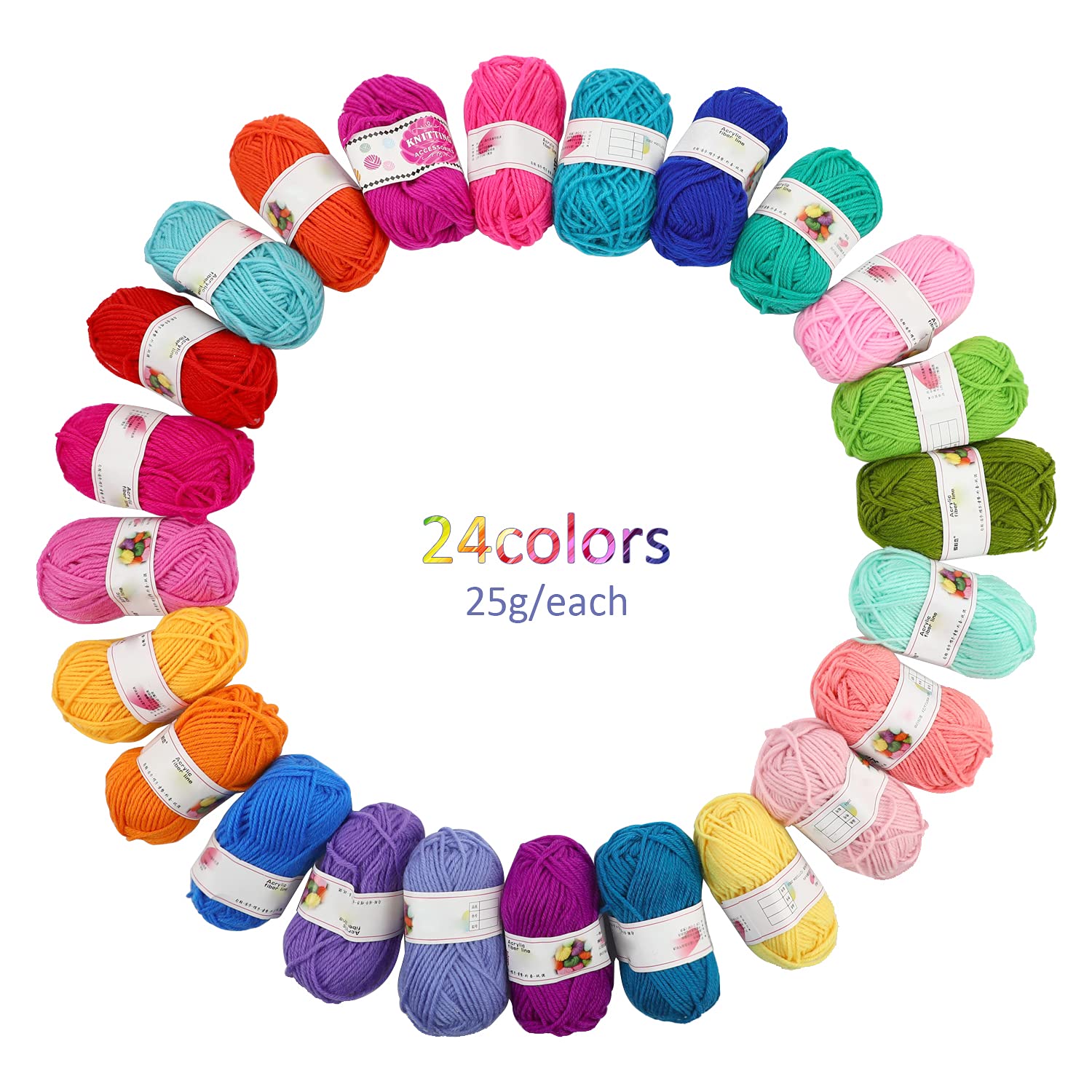 75 Pcs Crochet Kit with Yarn Set Crochet kit for Beginners Crochet Yarn Set Including 24 Acrylic Yarn Skeins Crochet Hooks Needles Handmade Yarn Knitting Crochet Kit for Beginners and Professional