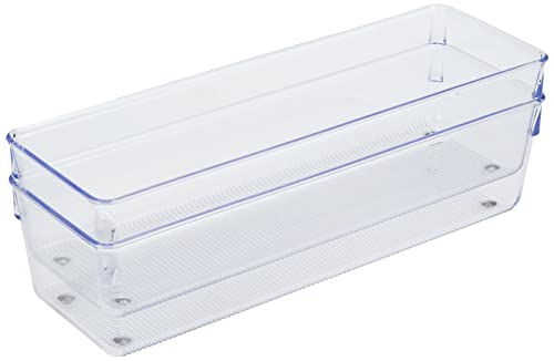 iDesign Utensil Holder and Silverware Organizer for Kitchen Utensils and Countertop Storage, The Linus Collection – Set of 2, 4" x 12" x 3", Clear