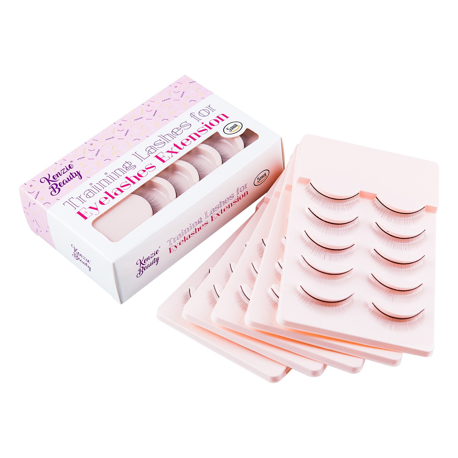 Kenzie Beauty Training Lashes for Eyelash Extension Teaching Practice Lashes 5 Pack