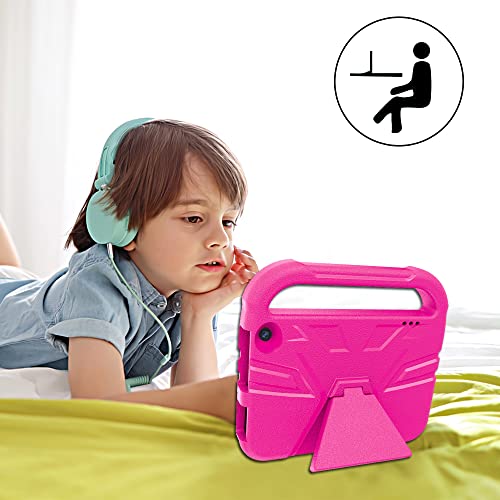 Fire 7 Tablet Case for Kids (Only Compatible 12th Generation, 2022 Release) - DJ&RPPQ Lightweight Shockproof Kid-Friendly Cover with Handle and Stand for Amazon Kindle Fire 7 Kids Tablet - Pink