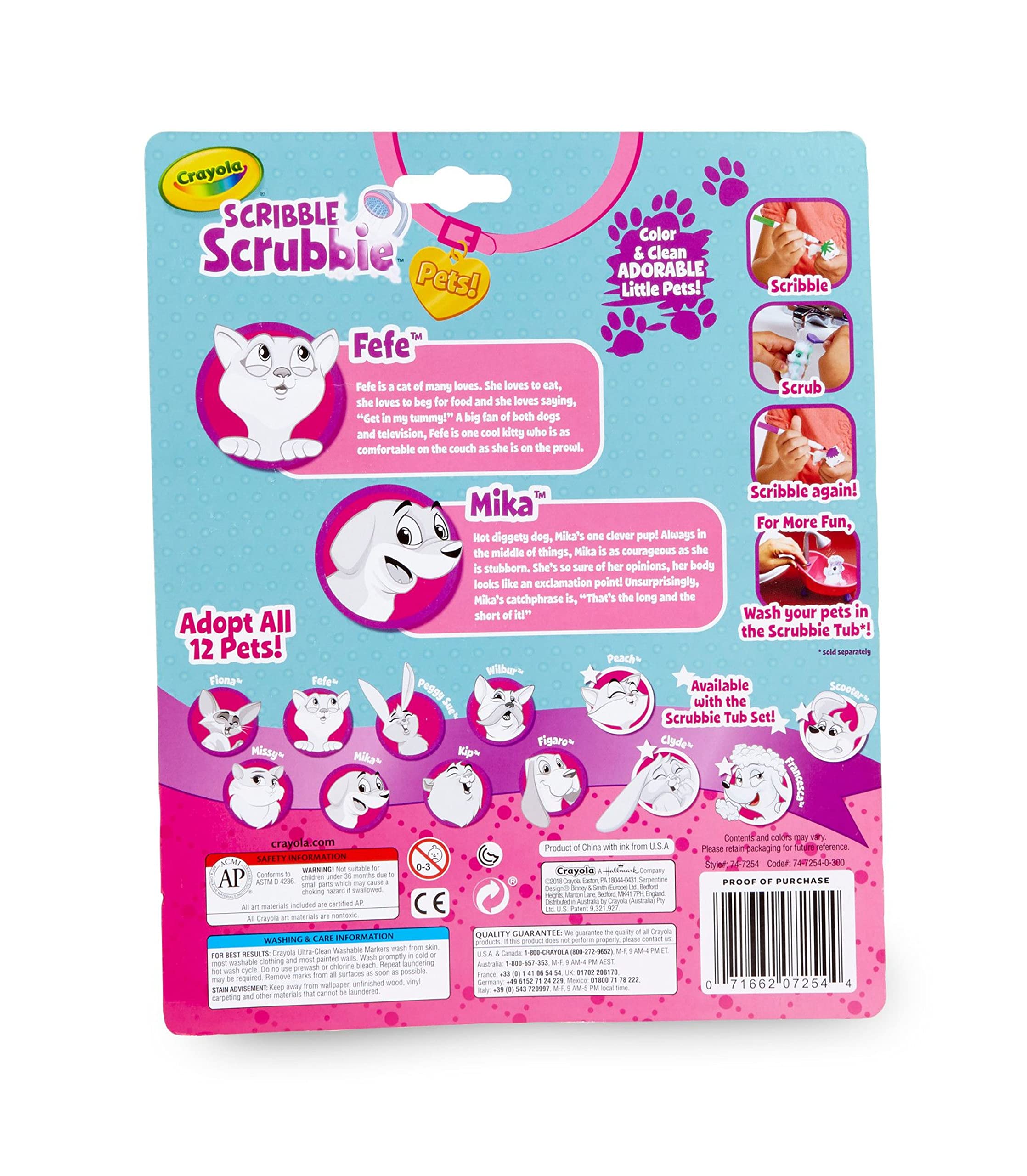 Crayola Scribble Scrubbie Pets, Dog & Cat, Kids Toys, Gift for Girls & Boys, Age 3, 4, 5, 6