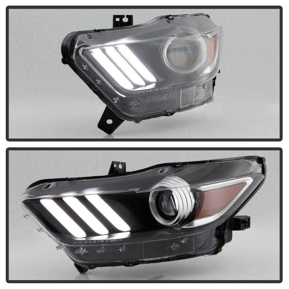 ACANII - For [HID/Xenon Model] 2015-2017 Ford Mustang LED Tube Projector Headlight Headlamp Assembly Left Driver Side