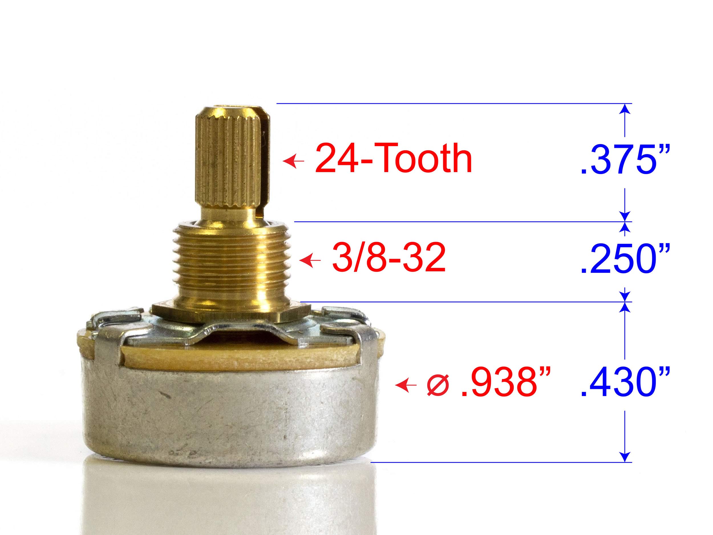 CTS Pot, 500k Audio, Split-Shaft (4 Pack)