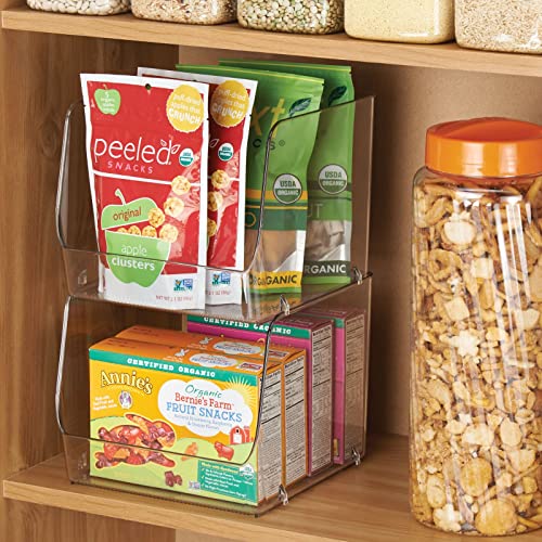 mDesign Modern Stackable Plastic Open Front Dip Storage Organizer Bin Basket for Kitchen Organization - Shelf, Cupboard, Cabinet, and Pantry Organizing Decor - Ligne Collection - 8 Pack - Clear