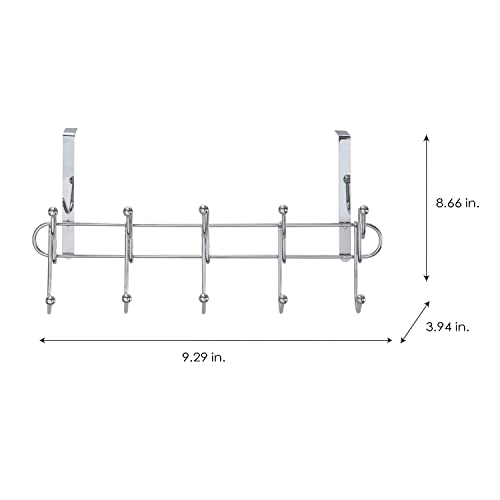 Simplify 10 Hanging Hook, Good for Towels, Jackets & Accessories, Fits Standard Doors, Chrome