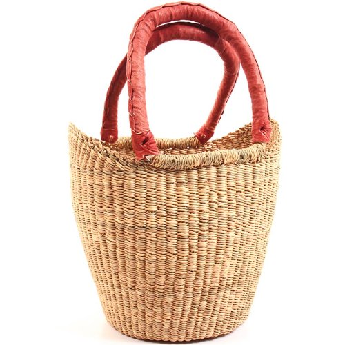 Fair Trade Ghana Bolga African Dye-Free Mini Yikene Tote 7-9" Tall, 28720