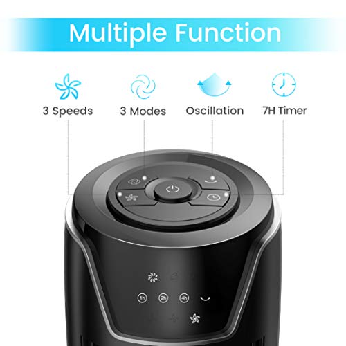 Tower Fan, 42 Inch Portable Oscillating Quiet Cooling Fan with Remote Controlled, 3 Modes and Speed Settings, Built-in Timer LED Display Stand Up Floor Fans Safe for Bedroom, Home Office Use, Black