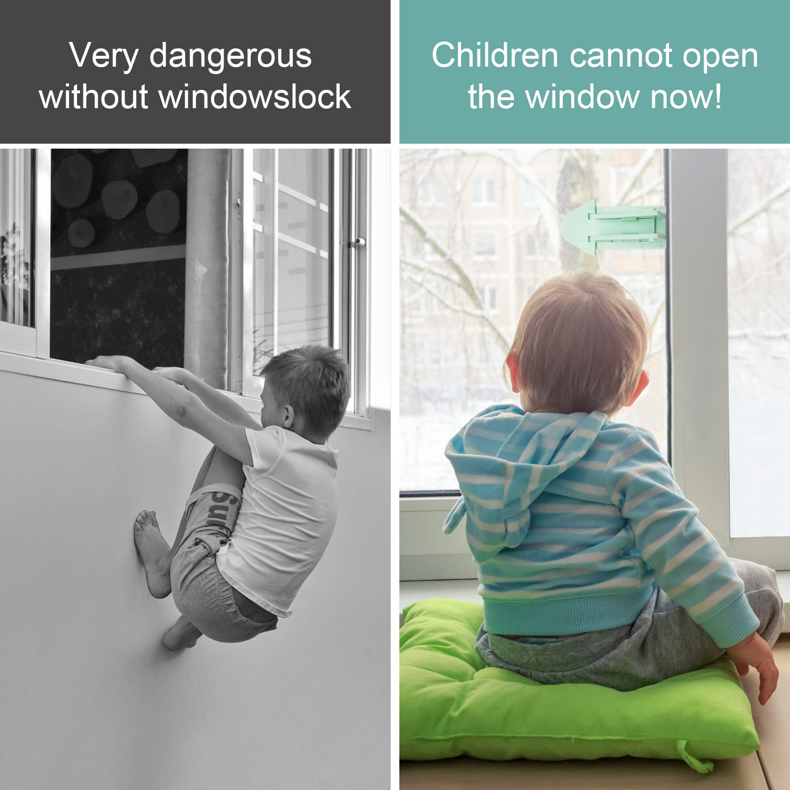 8 Packs Window Locks Security,Sliding Door Child Lock, Window Stoppers for Vertical & Horizontal Sliding Windows, Window Locks Child Proof Patio Closet Doors No Drilling Tools Needed