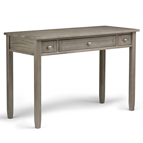 SIMPLIHOME Warm Shaker SOLID WOOD Rustic Modern 48 inch Wide Home Office Desk, Writing Table, Workstation, Study Table Furniture in Distressed Grey with 2 Drawers