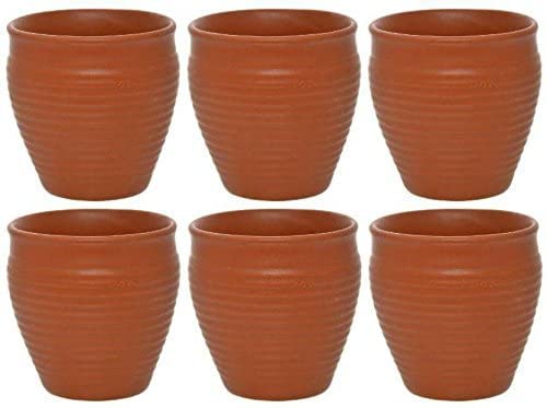 ADHAATA Ceramic Kulhar Kulhad Cups Traditional Indian Tea Chai Coffee Cup 6 OZ (Set of 6pc)
