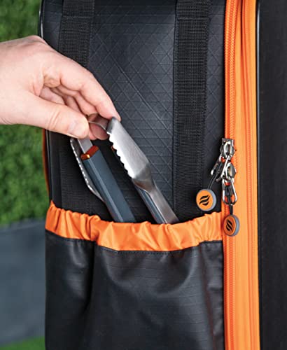 Blackstone 5294 Foldable 2 Piece Hamburger Spatula Flipper and 1 BBQ Tong-Flex Fold Model Stainless Steel-Easy to Carry and Clean Griddle Accessories Tool Set, Black, Orange