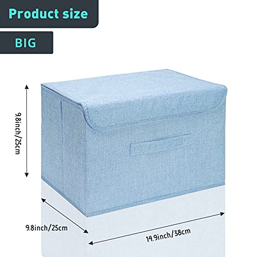 foldable storage box 2 storage boxes,storage bins,storage bins with lids,One big and one small. filing cabinets for home office. linen storage box, used to store toys, clothes, paper and books. (BLUE)