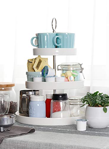 Sweese 734.101 3-Tier Porcelain Cupcake Stand, Tiered Dessert Stand, Cake Stand - White Porcelain Round Plates for Tea Party Wedding Baby Shower Buffet Server