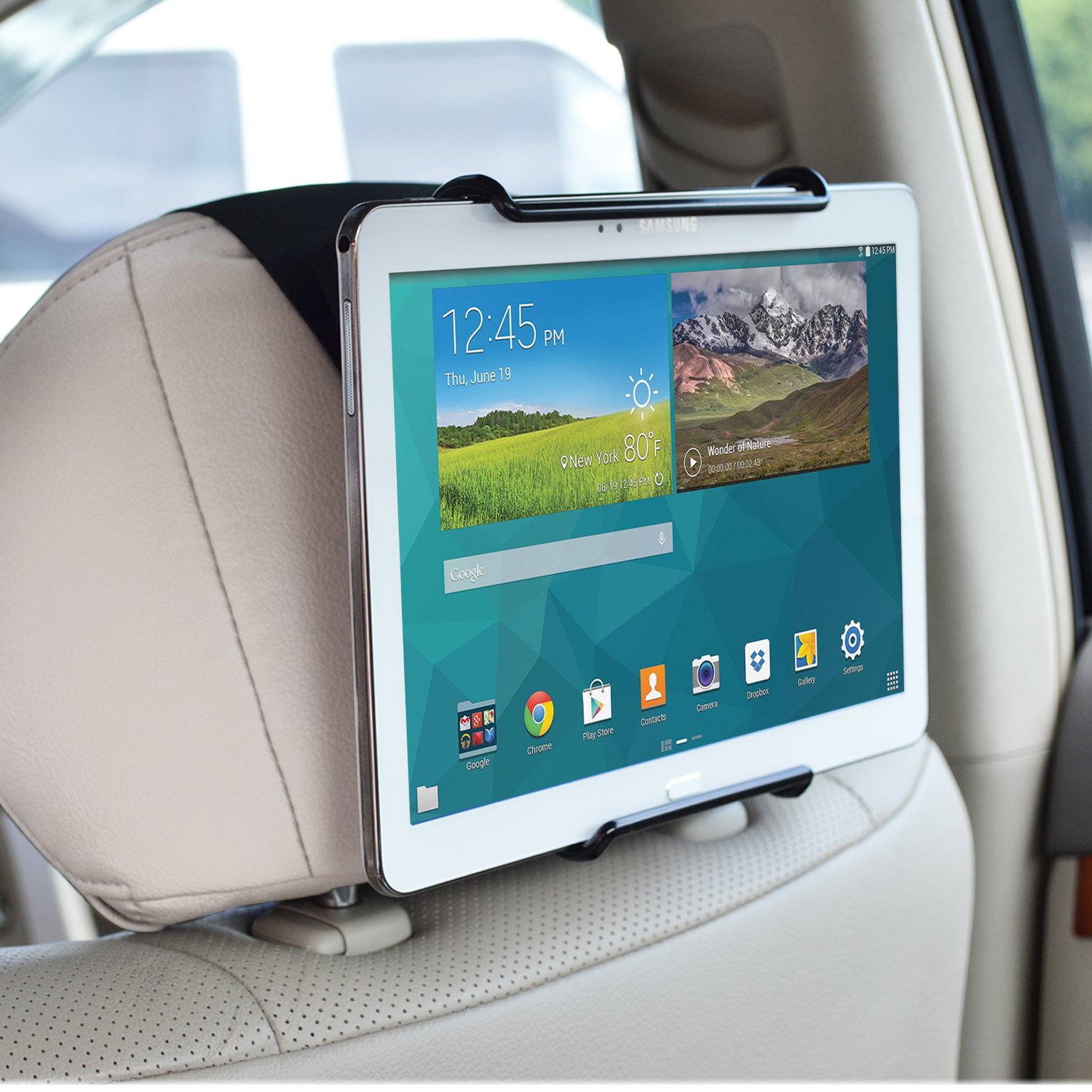 WANPOOL Universal Car Headrest Mount Holder with Angle-Adjustable Clamp - for Use with iPads, Galaxy Tablets and More