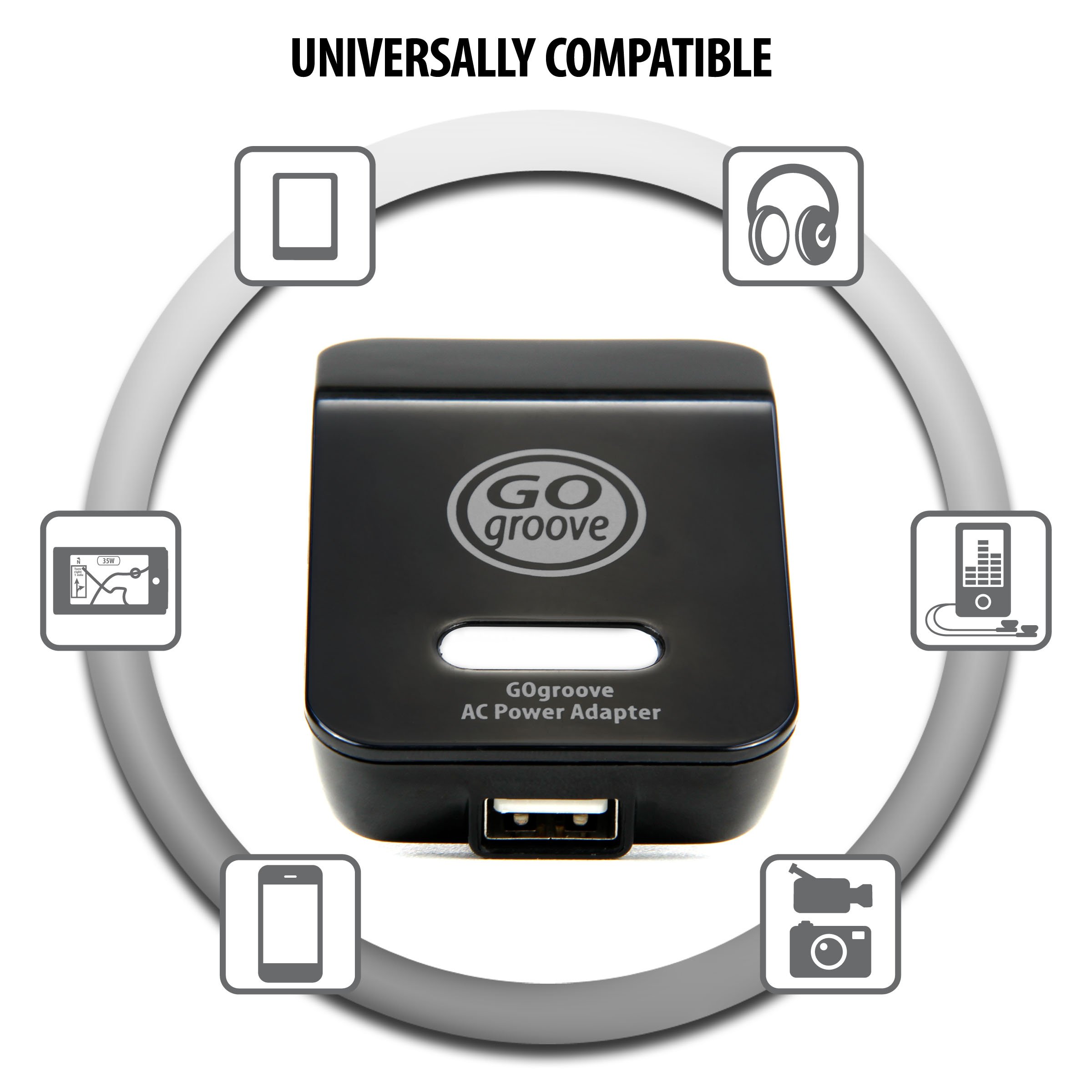 GOgroove Universal Fitness Tracker USB Power Adapter Wall Plug - Compatible with Fitbit Charge, Inspire, Versa, Ionic, Alta HR, Fossil, Samsung, Lintelek, LETSCOM and More Fitness Trackers