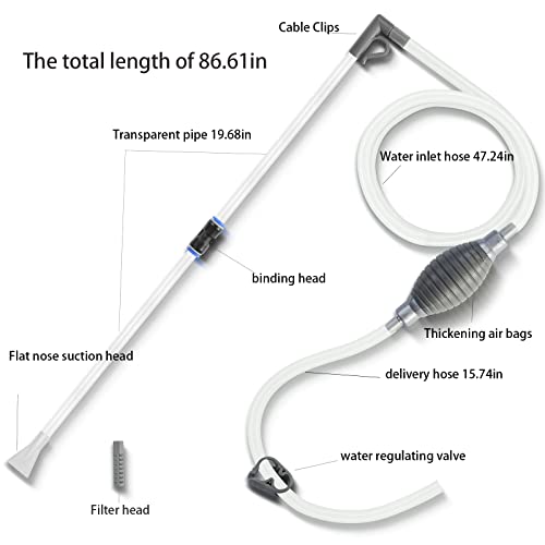 Fish Tank Gravel Vacuum Pump, Siphon Cleaner for Small Aquarium, Cleaning Tools, Water Changer and Drainage.