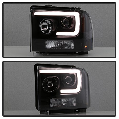 ACANII - For 2005-2007 Ford F250 F350 F450 Superduty Black LED Tube Projector Headlights Headlamps Pair Set Left+Right