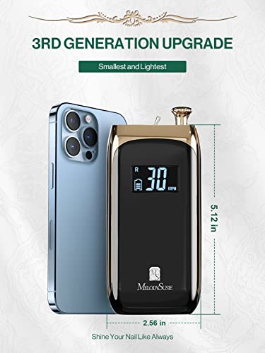 MelodySusie Electric Nail Drill Machine, Rechargeable 30000RPM Efile for Acrylic Nail, Portable Nail File with 6 Nail Drill Bit Set, SR3 Jade (Black)