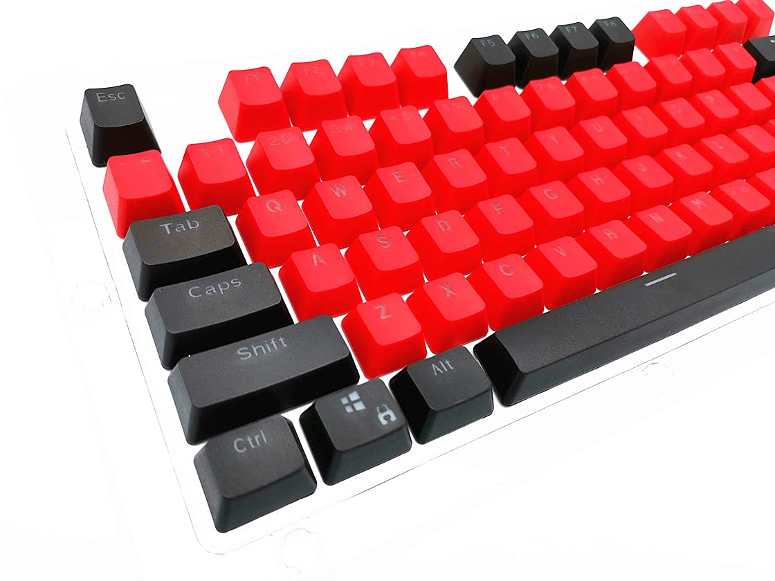 87/104 Key Doubleshot Red-Black PBT Backlit Keycap Caps for Cherry MX Gaming Mechanical Keyboard (87 Keys)