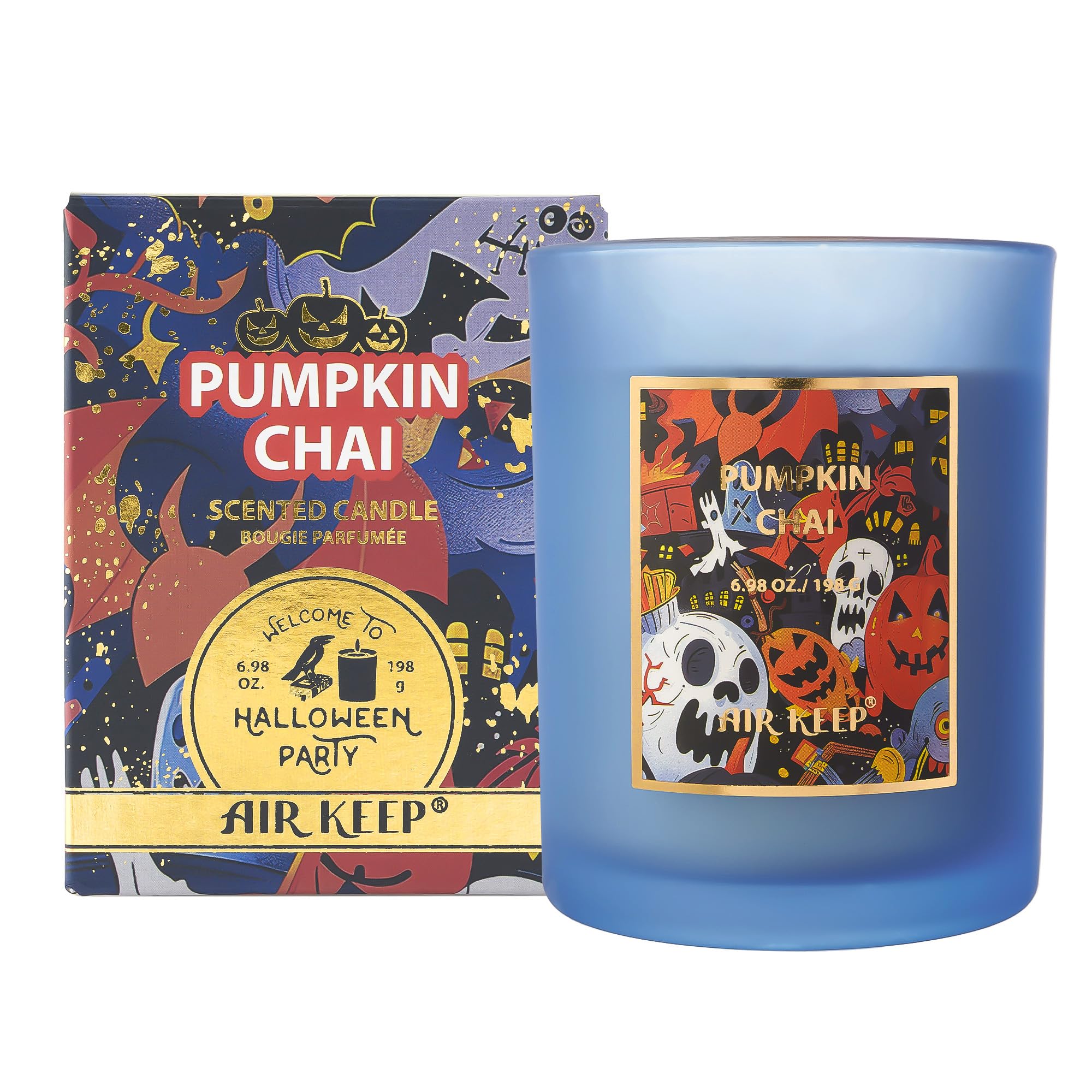 Airkeep Fall Candle,Pumpkin Chai Candle - 6.98 oz Scented Candle for Home,Aromatherapy Candle Gift Set for Women and Men,Autumn Candle Long Burn time
