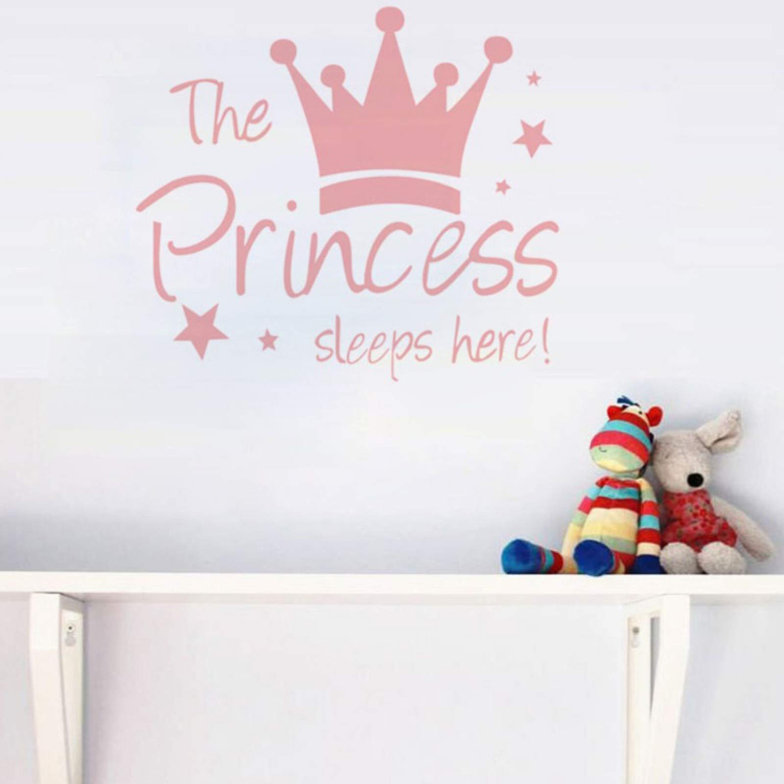 Maydahui 2PCS Wall Sticker The Prince/Princess Sleep Here 12.6 Inch Little Crown Star Art Quotes Wall Decal Decor for Living Room Bedroom