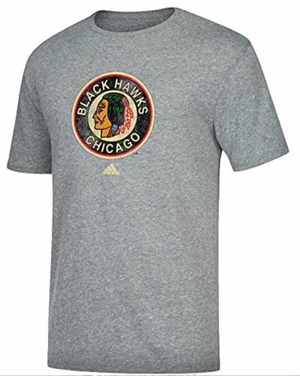 adidas Men's NHL Chicago Blackhawks Tri Blend Tee Shirt Gray Size Small