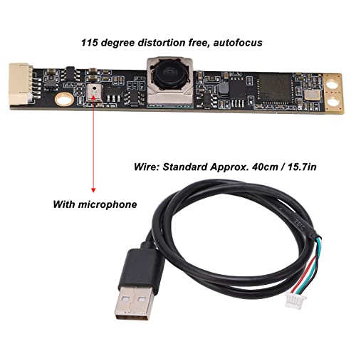 8MP Autofocus Camera Module, Drive Free 15FPS IMX179 HD Resolution Mini USB Camera Board 115 Degree Distortion Free Focus with Digital Microphone for Computer